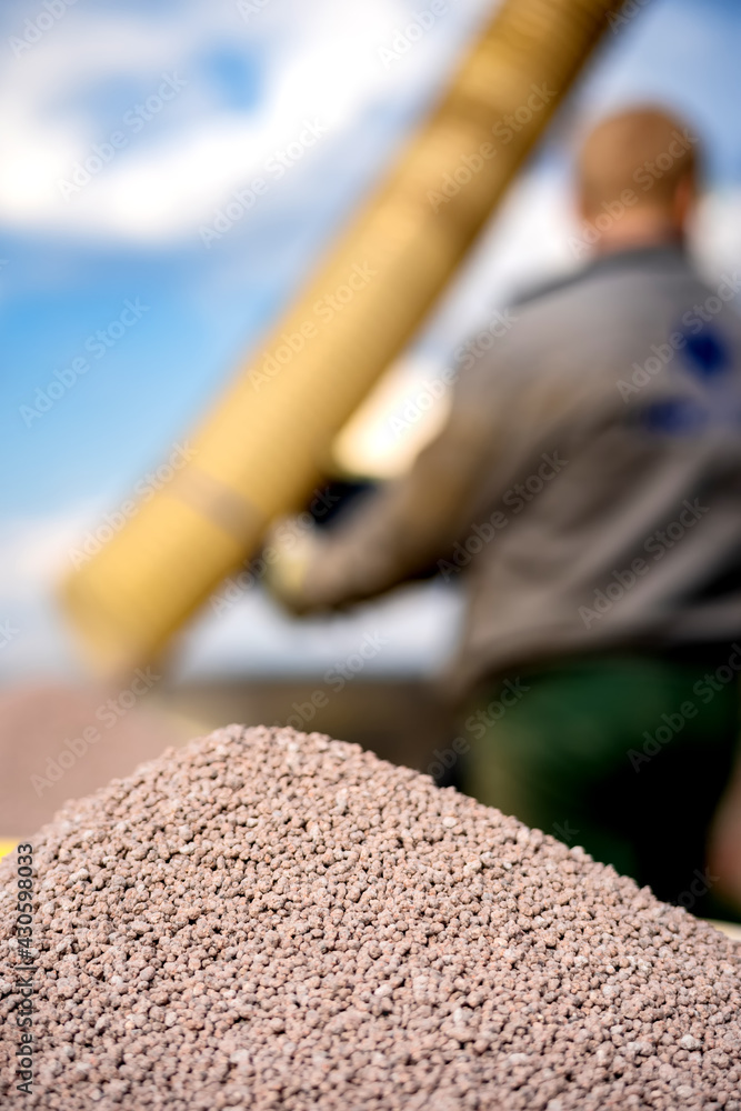 loading of mineral fertilizer into the hopper of the sowing unit Stock ...