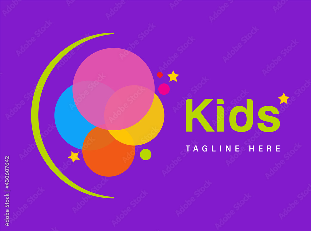 Abstract amazing vector kids logo design from colorful circles.Design ...