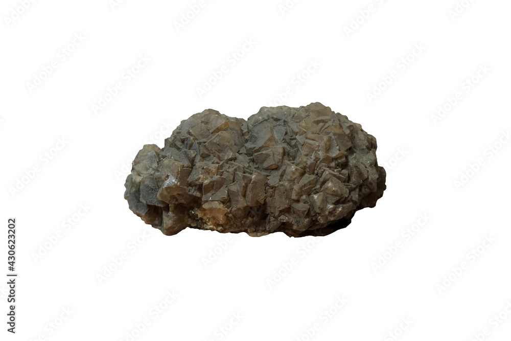 Raw fluorite mineral rock isolated on white background. fluorspar is ...