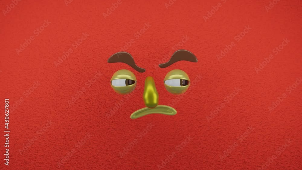 Vidéo Stock 3d rendering, animation of Unique Face, glances right and ...