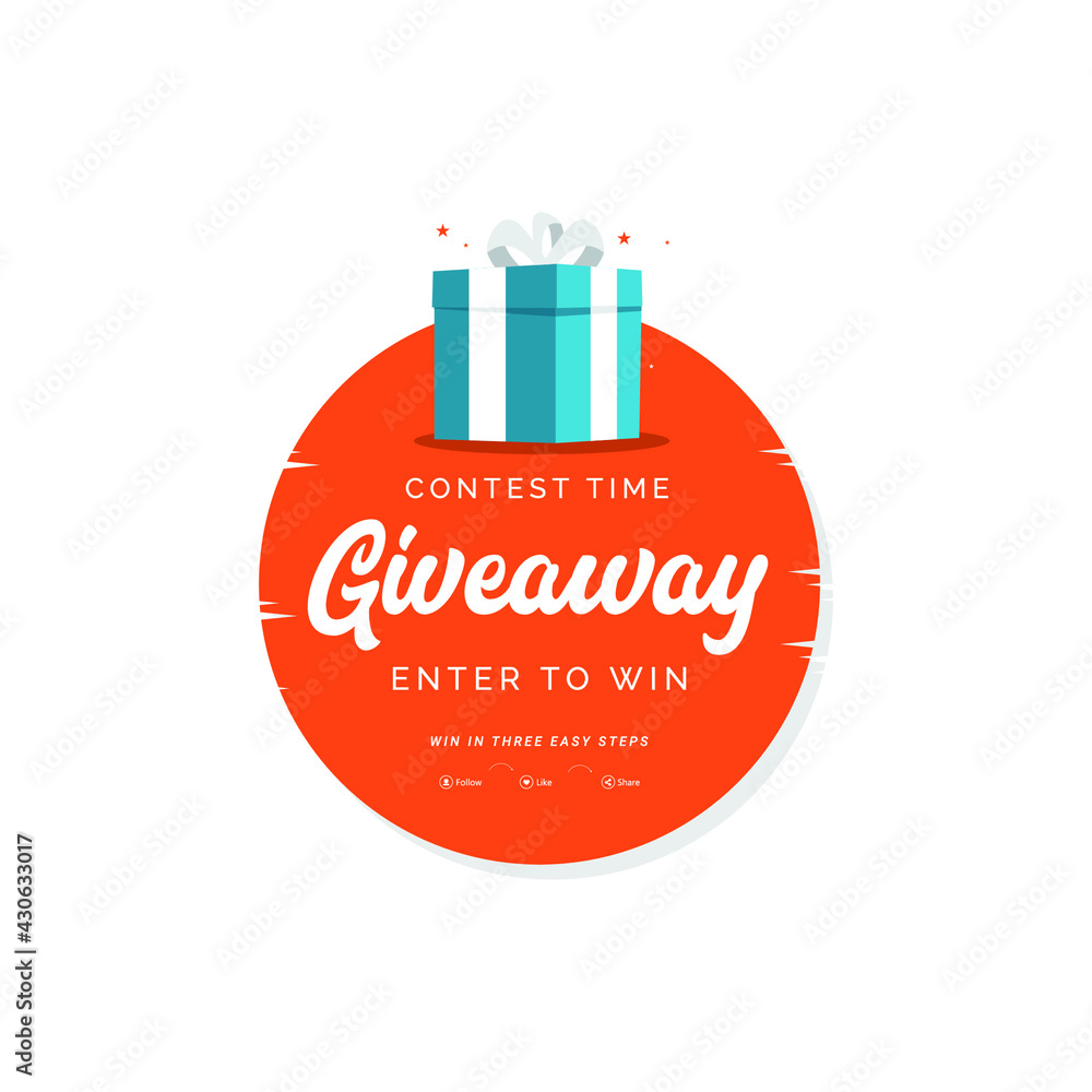 contest time giveaway design template. Enter to win illustration banner ...
