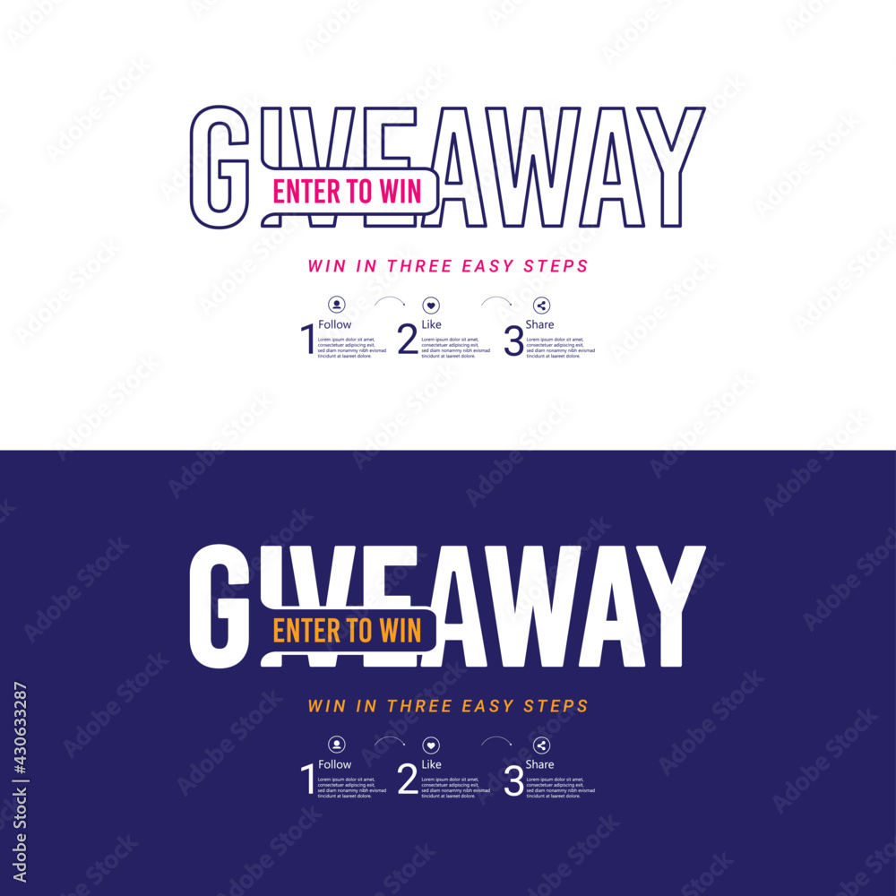 contest time giveaway design template. Enter to win illustration banner ...