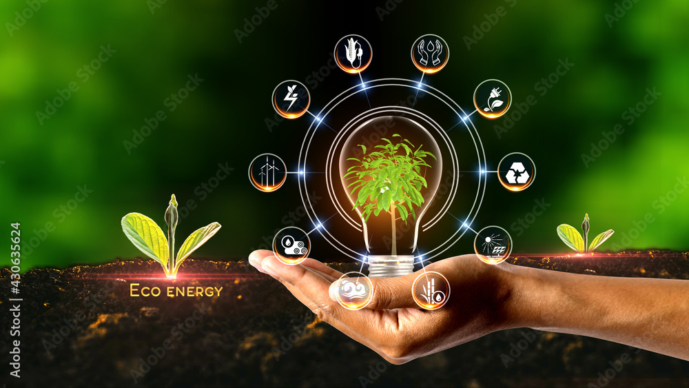 Eco Energy Concept Green environment with Center and spoke Concept ...