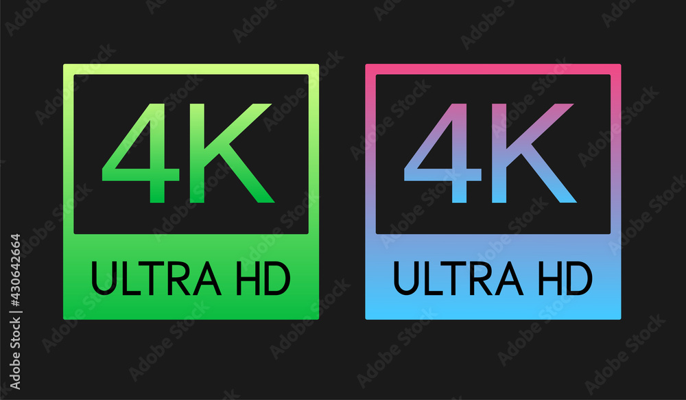 4k ultra HD, colored badges. 4K video resolution, vector illustration ...