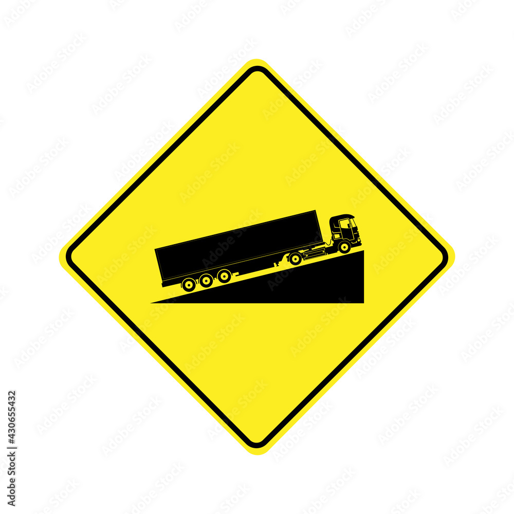 Steep incline road sign board Stock Vector | Adobe Stock