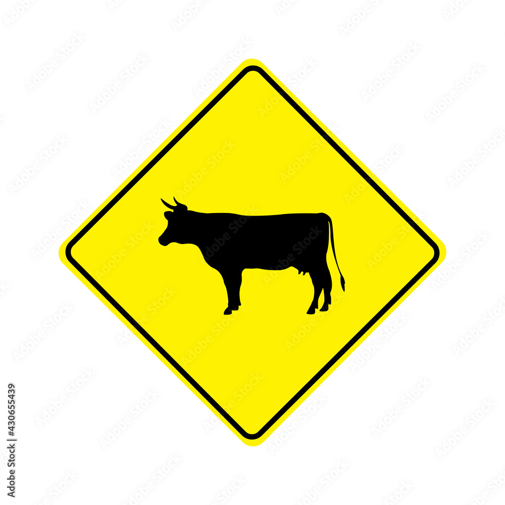 Cattle crossing road sign board Stock Vector | Adobe Stock