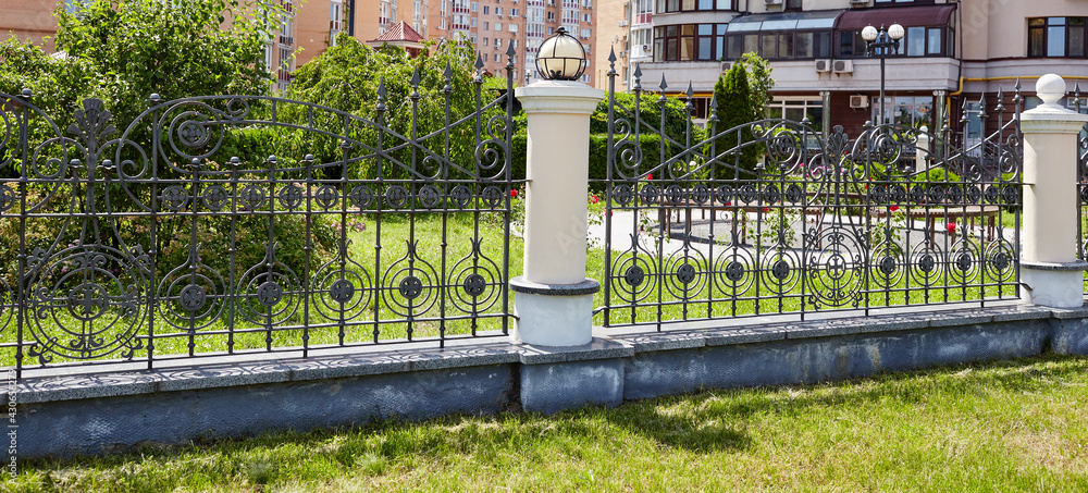 Wrought iron fence. Image of a Beautiful decorative cast iron wrought ...