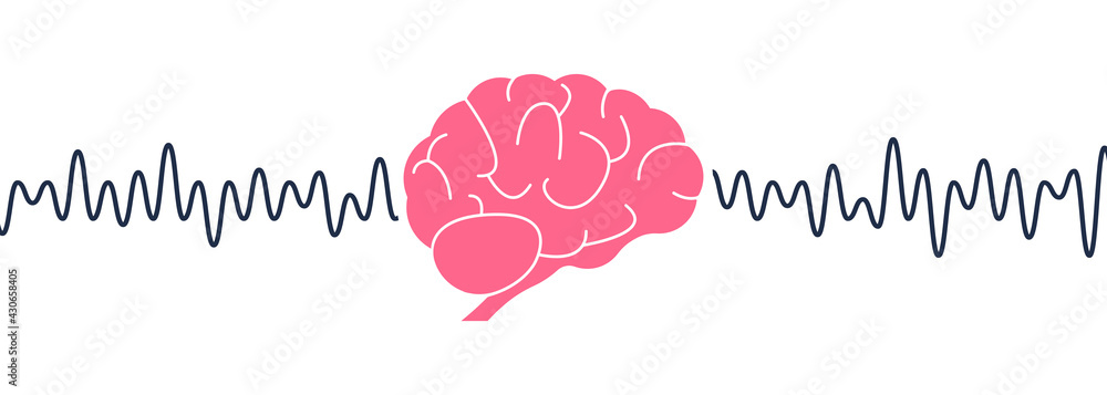 Human Brain Waves. Brain Activity Wave concept. Pink Mind with Mental ...