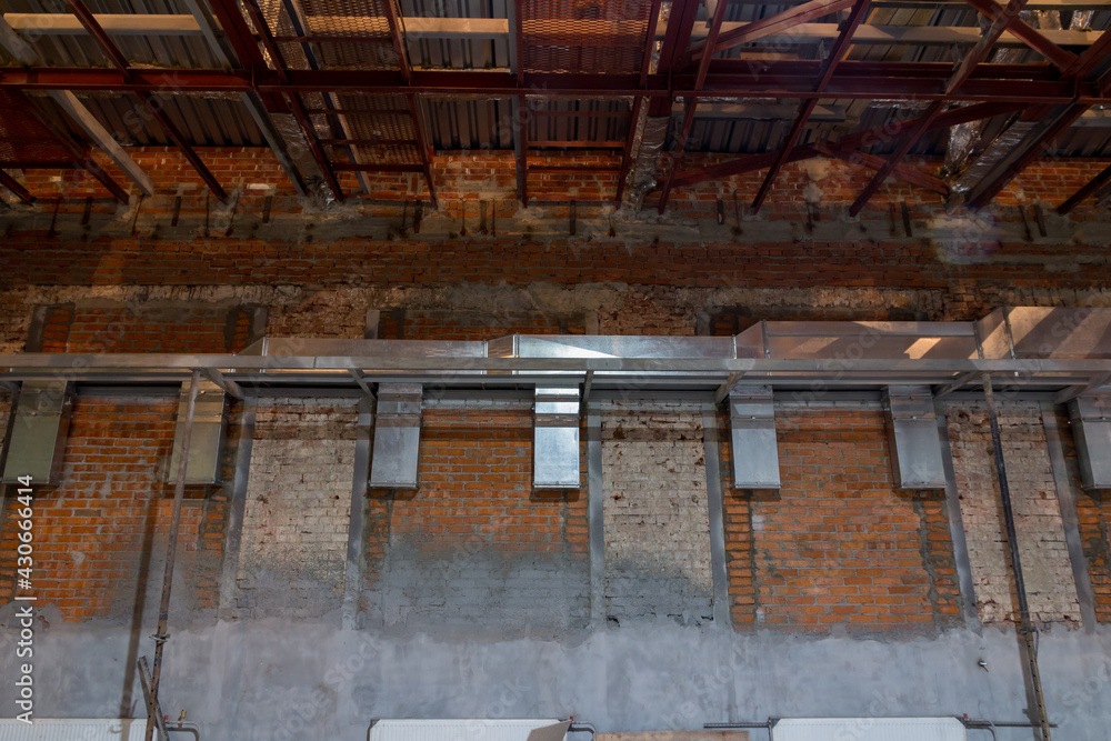 Ventilation System. Installation of ventilation ducts during the ...
