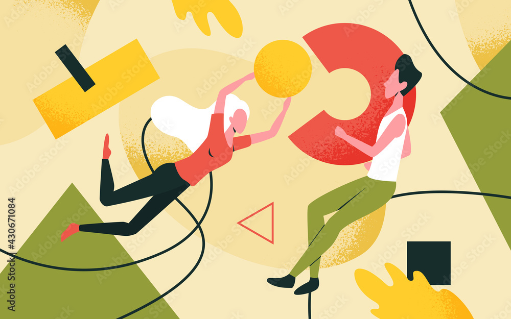 Creative problem solving concept vector illustration. Cartoon man woman ...