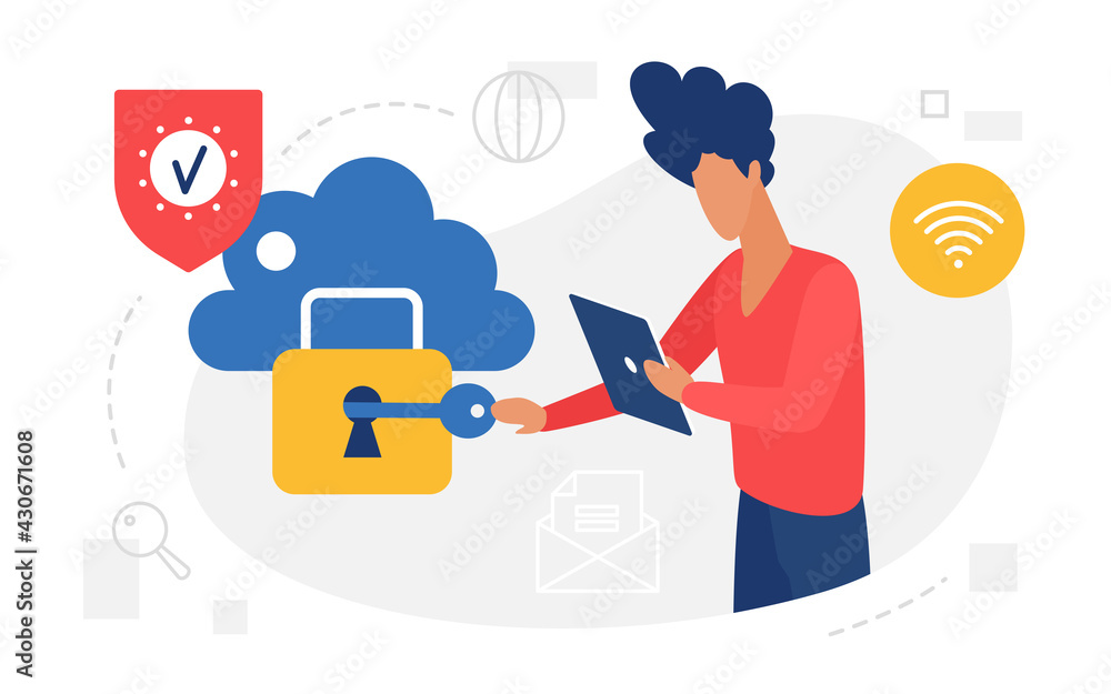 Cloud storage protection, safe user authorization online vector ...