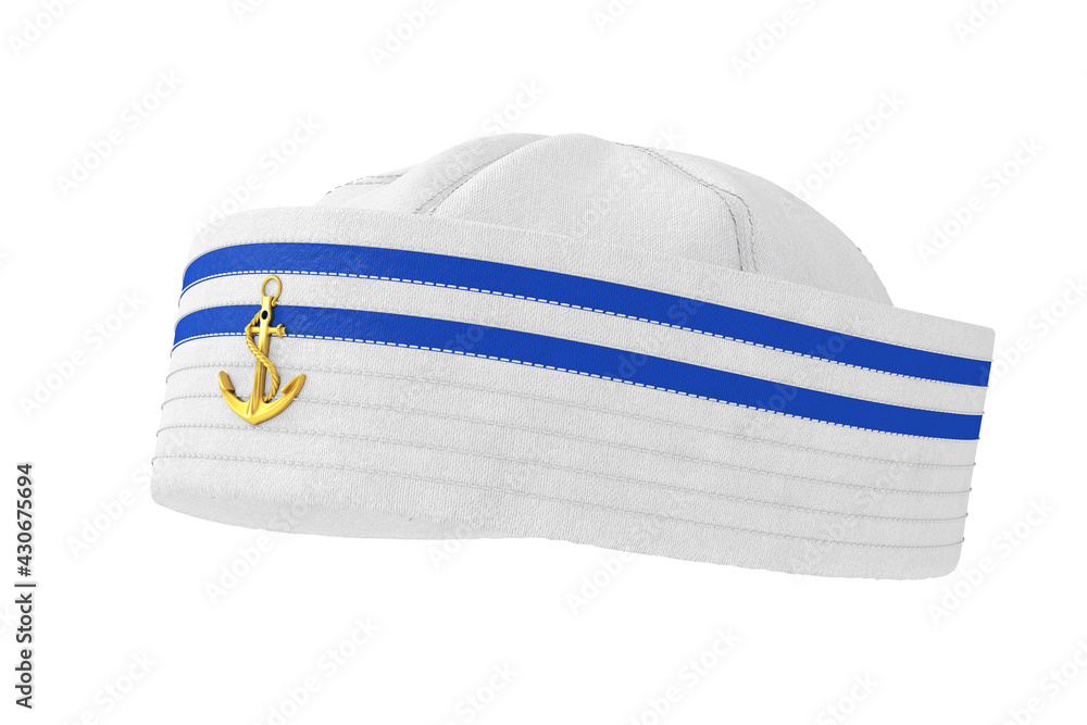 Marine Sailor Hat with Golden Anchor Emblem. 3d Rendering Stock ...