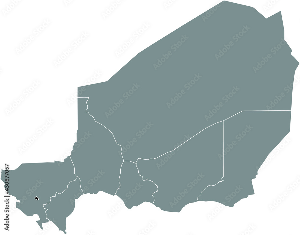 Vetor de Black highlighted location map of the Nigerien Niamey region ...