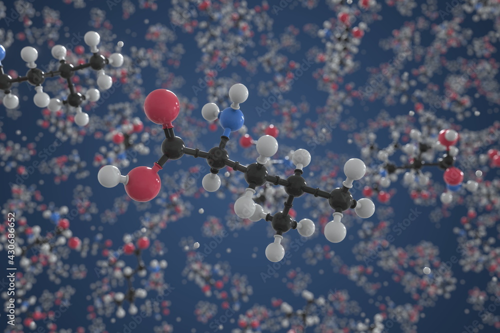 Leucine molecule made with balls, scientific molecular model. Chemical ...
