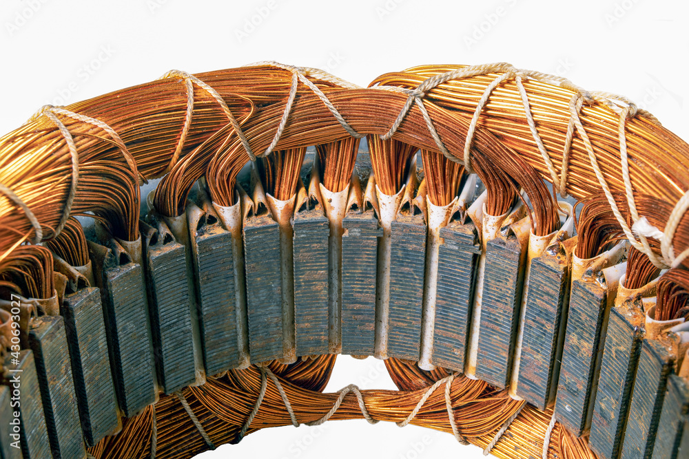 Copper winding of the electric motor. Spare parts for the repair of ...