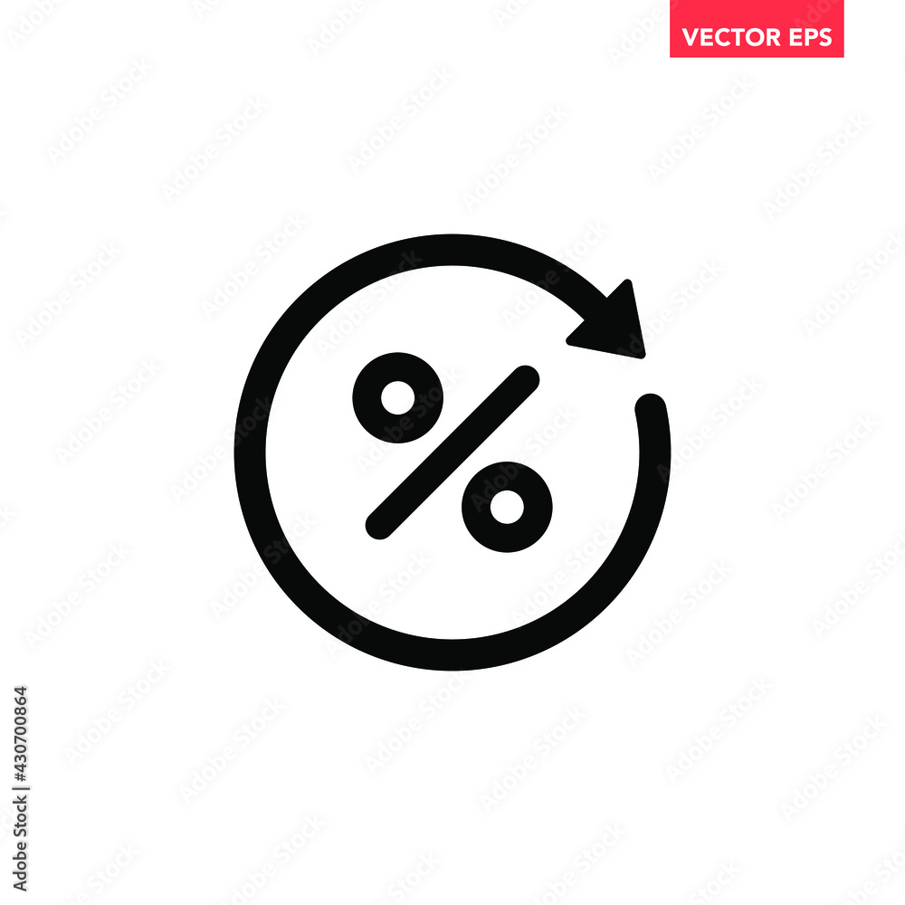 Black round rate exchange icon, simple finanical spin flat design ...
