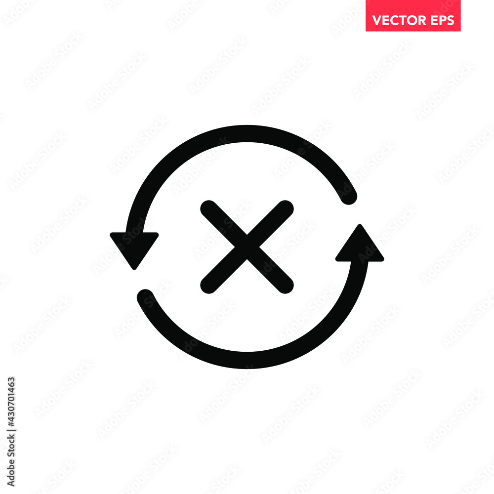 Black round check sync unapproved icon, simple failed rotating spin ...