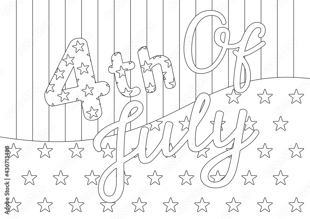 Coloring page with festive quote on a striped background with stars for ...
