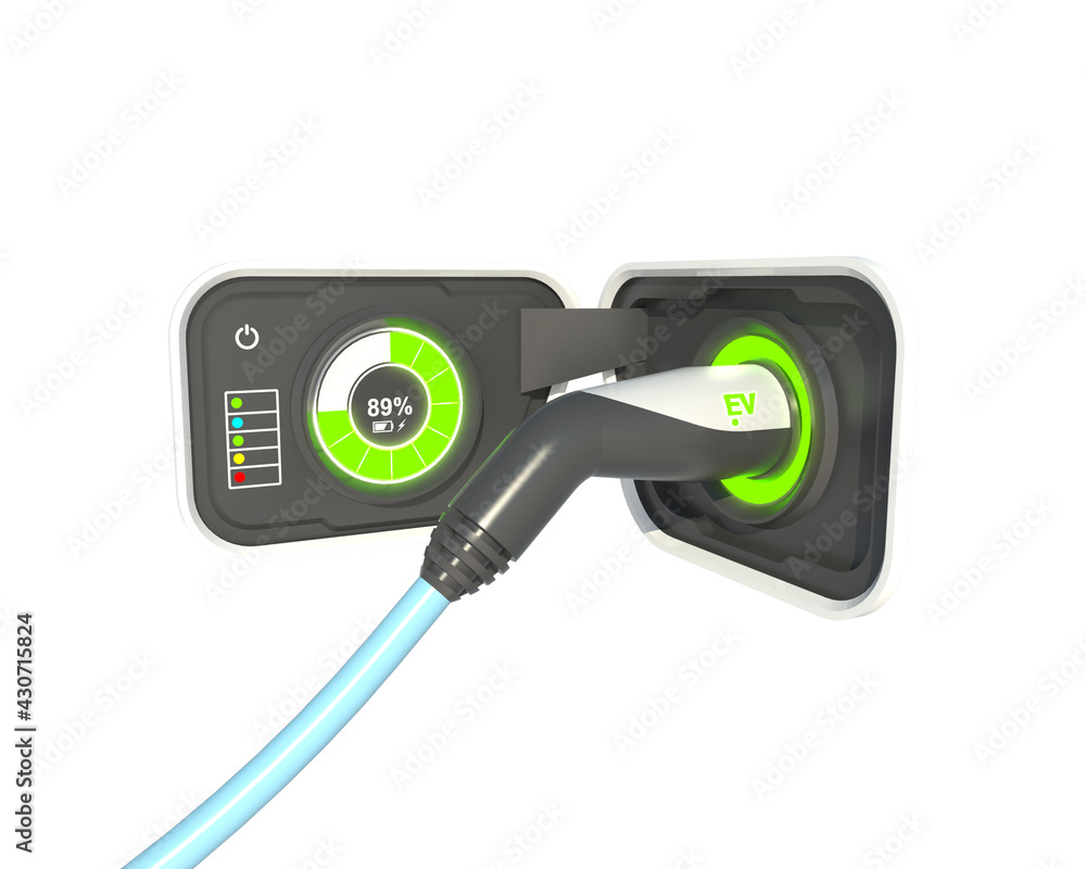 3D Illustration, EV Charging Connectors and Charging Socket for your ...
