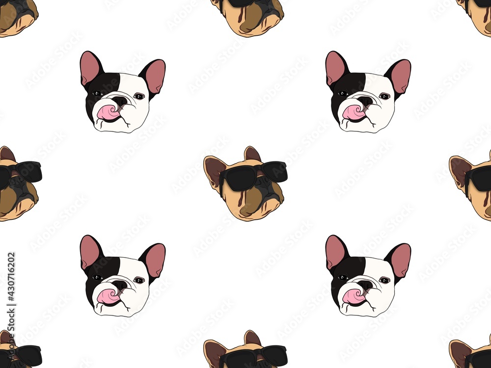 Hand drawn illustrations portrait of face dog, French Bulldog breed ...