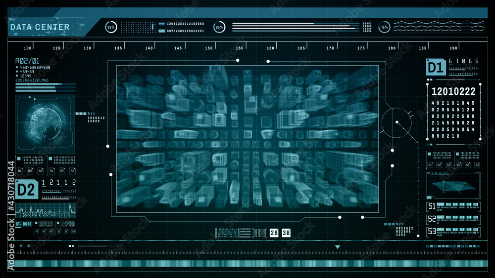 HUD Futuristic holographic scan, Smart city technology Internet ...