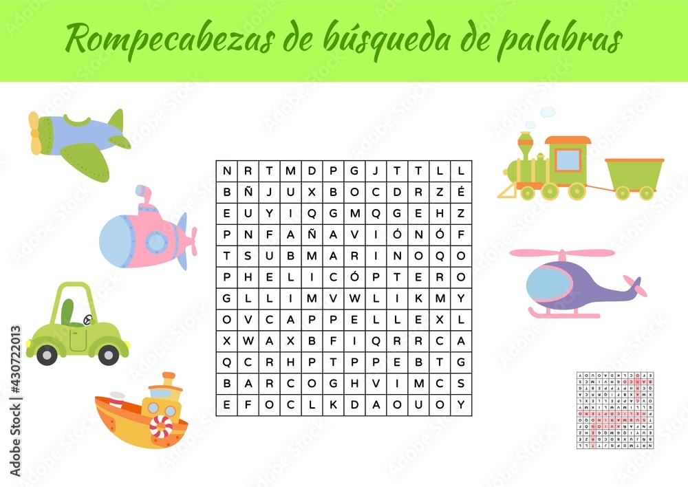 Rompecabezas de búsqueda de palabras - Word search puzzle. Educational ...