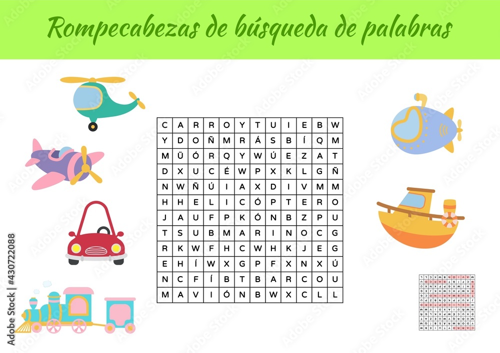 Rompecabezas de búsqueda de palabras - Word search puzzle. Educational ...