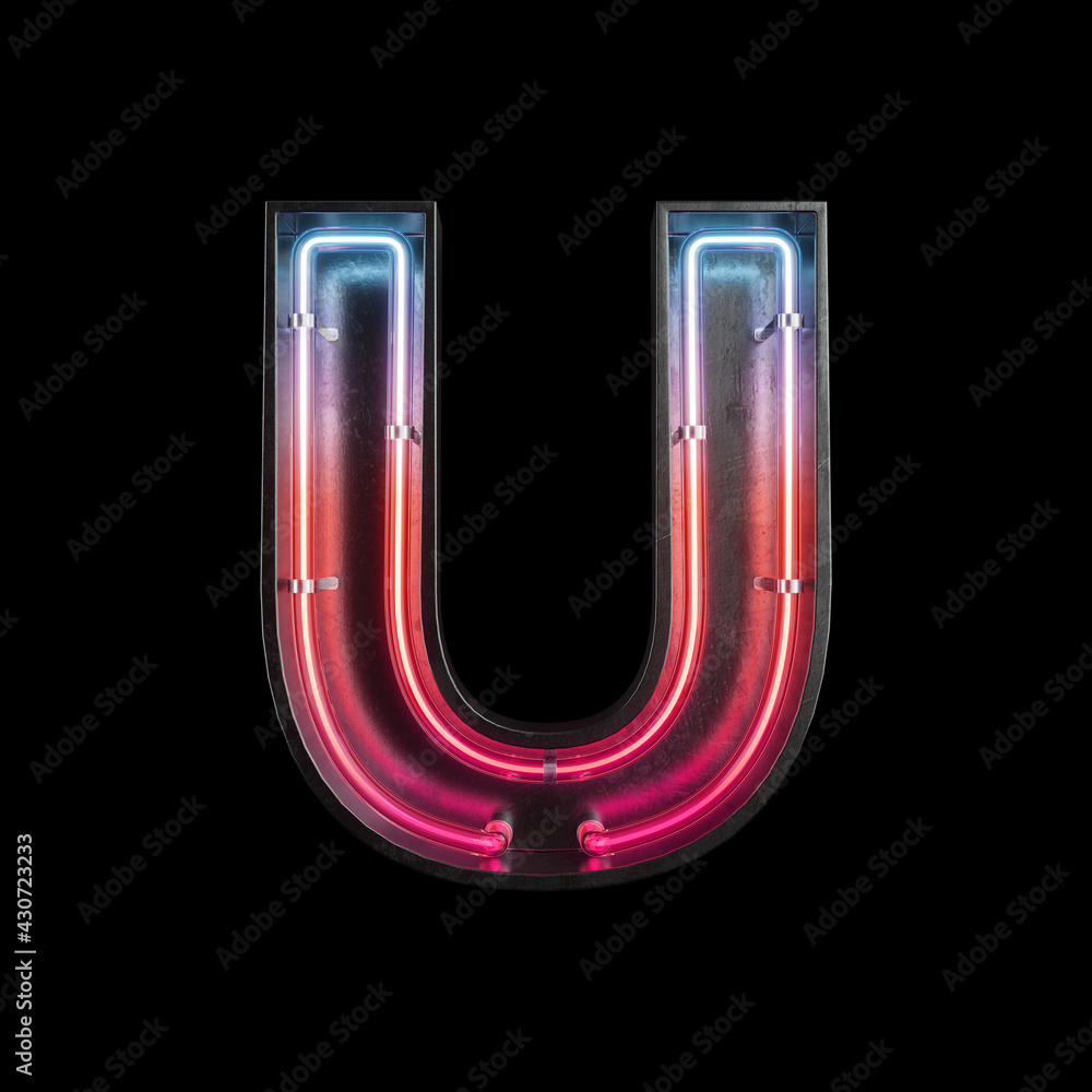 Foto de Neon Light Alphabet U with clipping path. do Stock | Adobe Stock