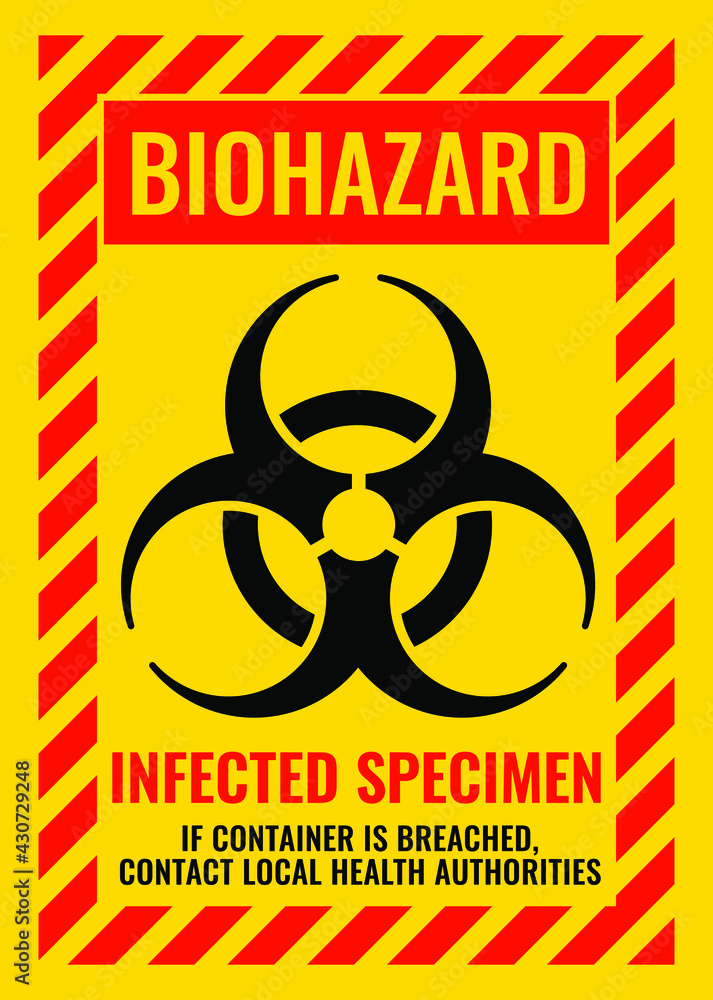 Biohazard warning sign vector. Biohazard infected specimen label ...