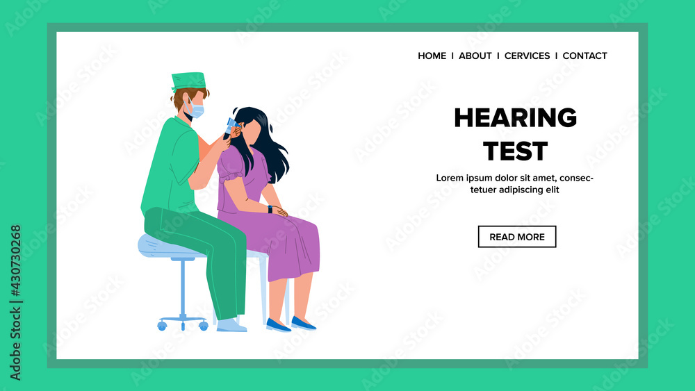 Hearing Test Patient Make Doctor In Clinic Vector. Audiologist Man ...