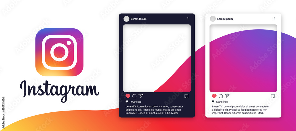 Instagram post template set. Isolated Instagram photo frame on abstract ...