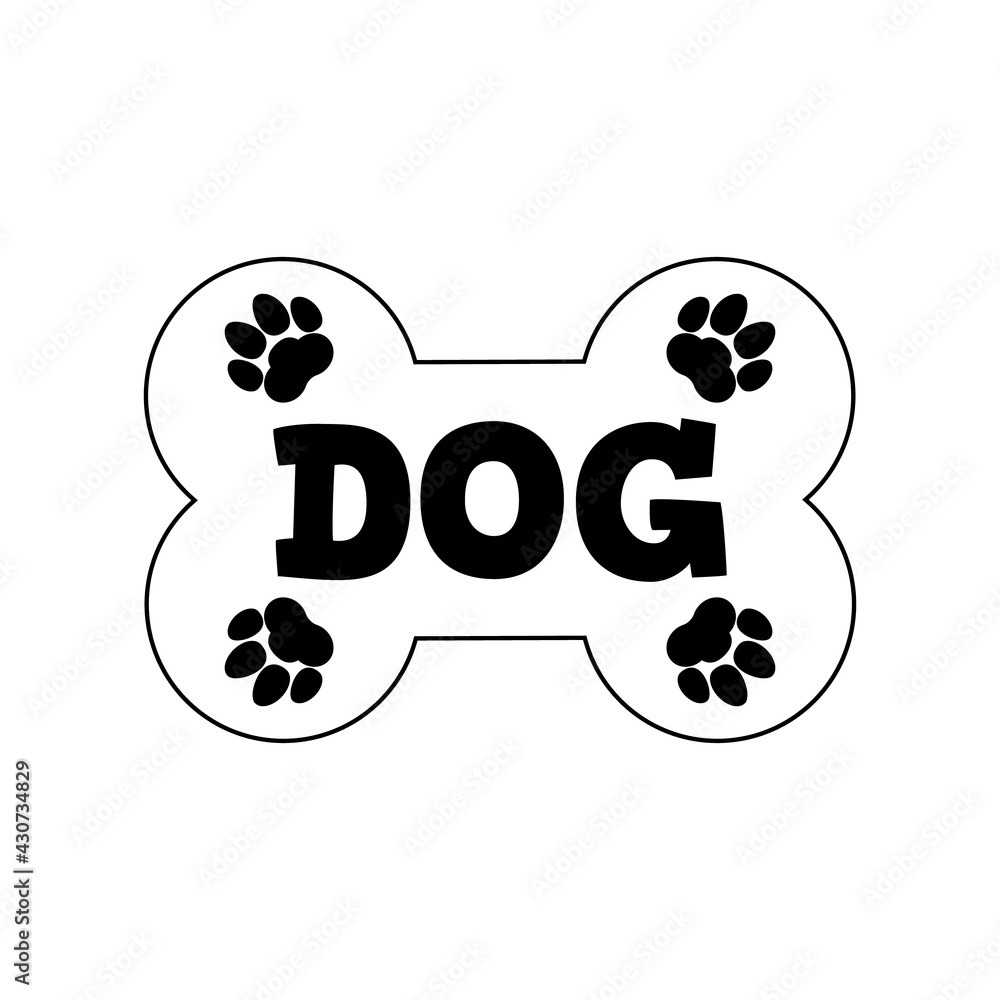 Name plate for dog house . Bone and paws. Clipart and drawing. Vector ...