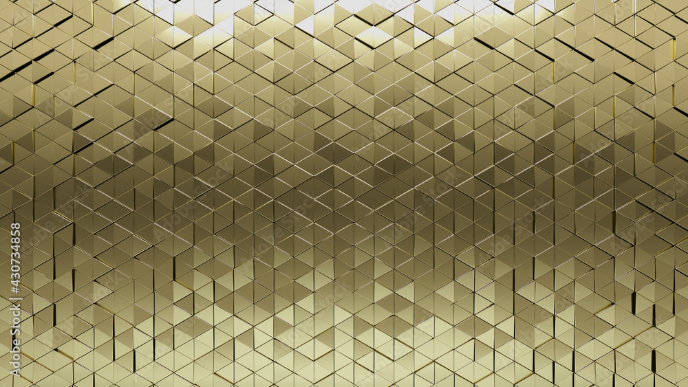 Polished, Gold Wall background with tiles. 3D, tile Wallpaper with ...