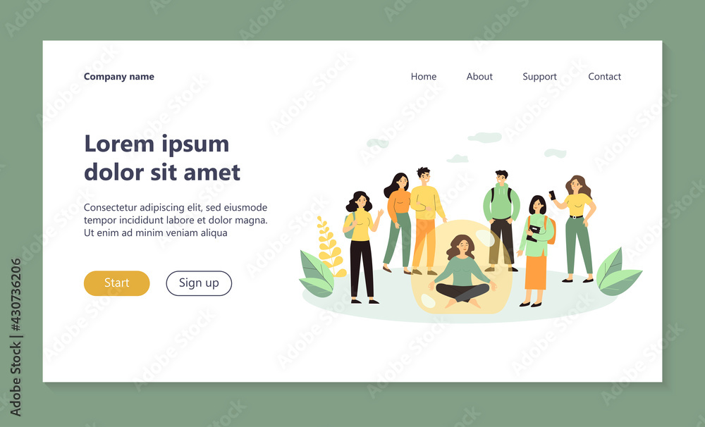 Woman avoiding crowd and sitting inside bubble isolated flat vector ...