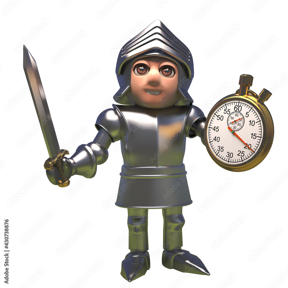 3d medieval knight in shining armour cartoon character holding a sword ...