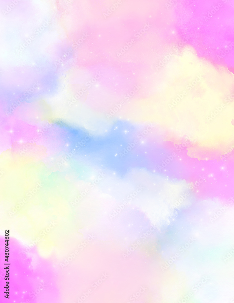 Unicorn Digital Paper, Pastel Rainbow Watercolor Sparkle, Printable ...