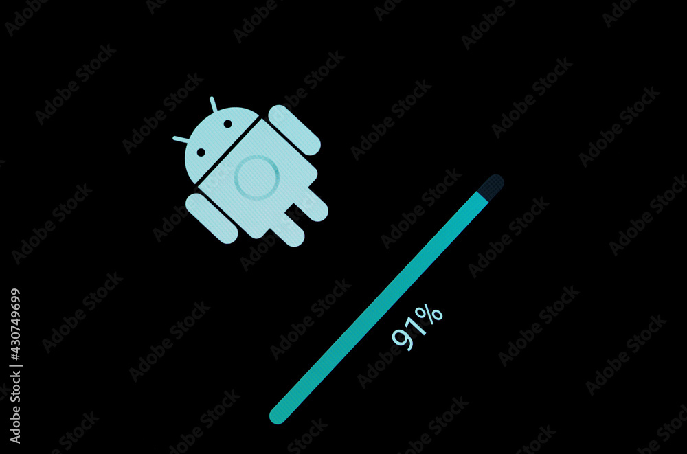 Android logo on Samsung smartphone, operating system update Stock Photo ...