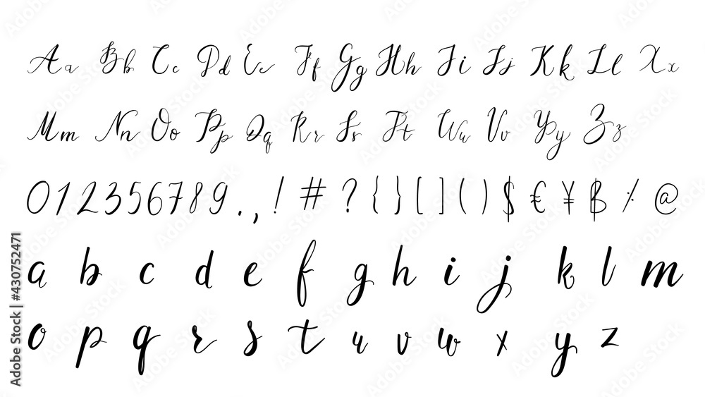 Hand lettering alphabet design, handwritten brush script modern ...