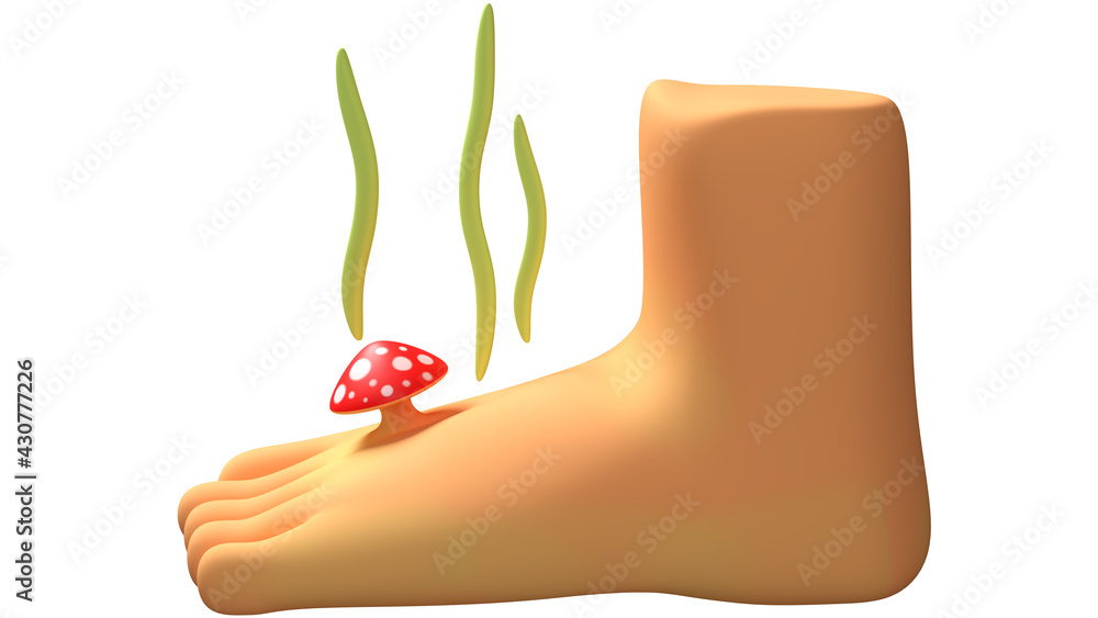3D Cartoon Smelly Foot And The Fungi Illustration. The foot plural feet ...