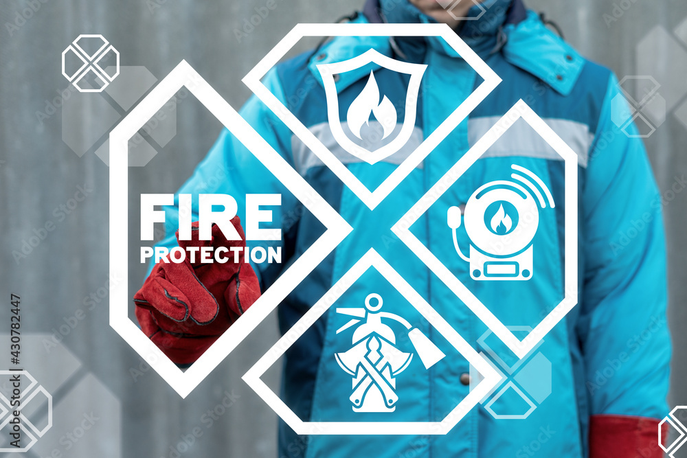 Industry concept of fire protection. Fire safety automation system ...