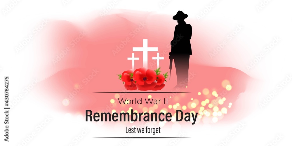 vector illustration for second world war remembrance day-lest we forget ...