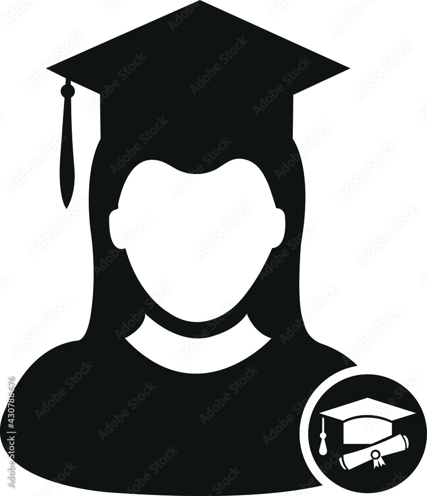 female graduation icon, graduation cap icon, female education icon ...