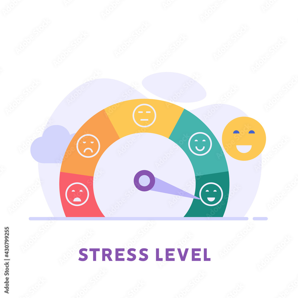 Vetor de Mood scale. Concept of emotional overload, stress level ...
