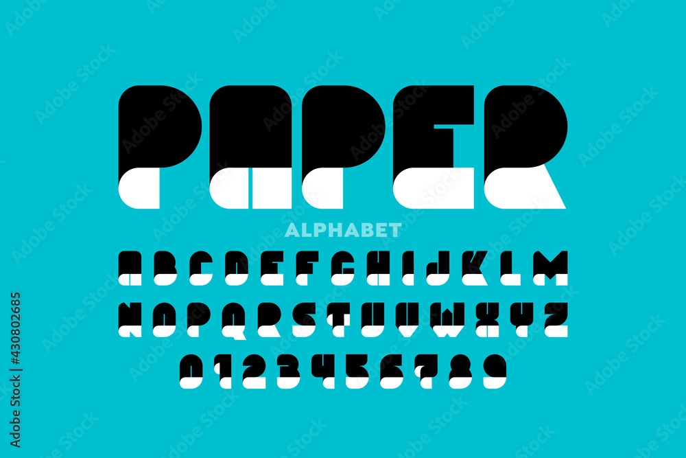 Paper craft style font design, alphabet letters and numbers Stock ...