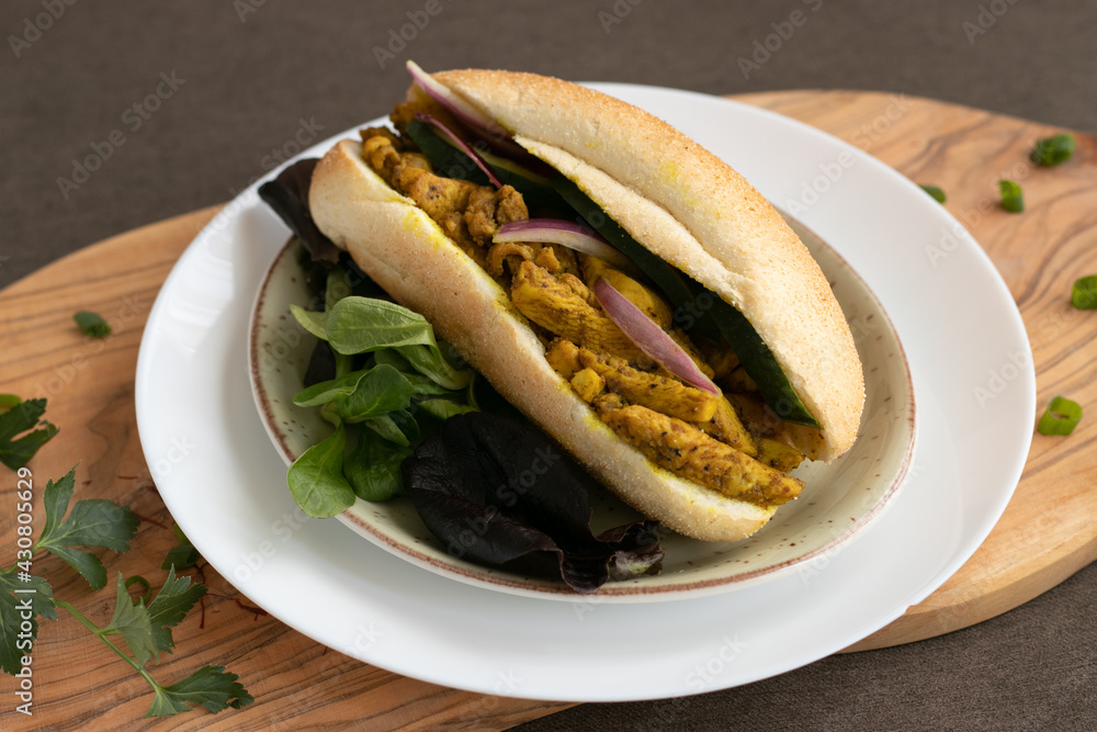 Indian Surinamese sandwiches filled with roti chicken curry, cod fish ...