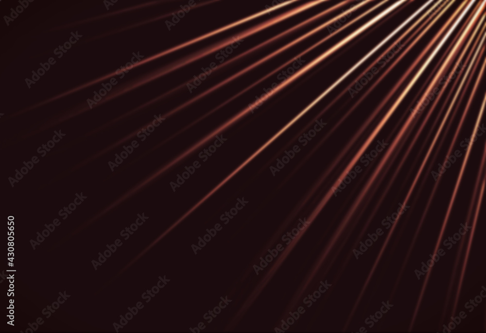 Warm sun rays light effect isolated on Black Background. Overlay, Ray ...
