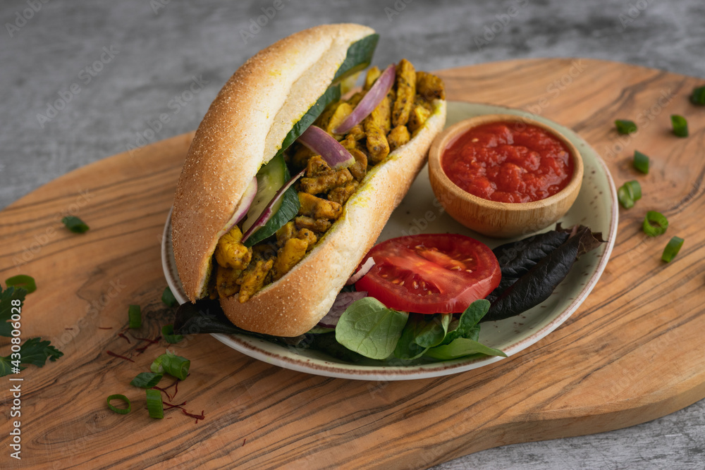 Indian Surinamese sandwiches filled with roti chicken curry, cod fish ...