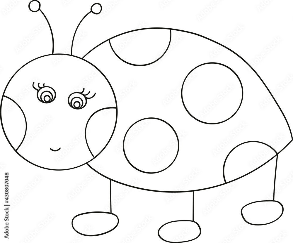 Coloring book with a picture of a cute cartoon ladybug for preschool ...