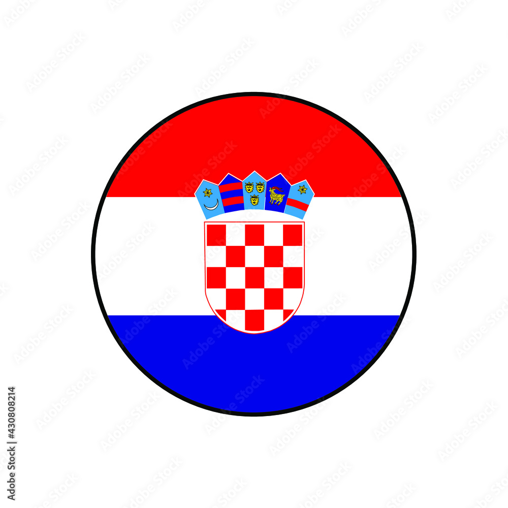 Republic of Croatia flag in circle push button vector with accurate ...