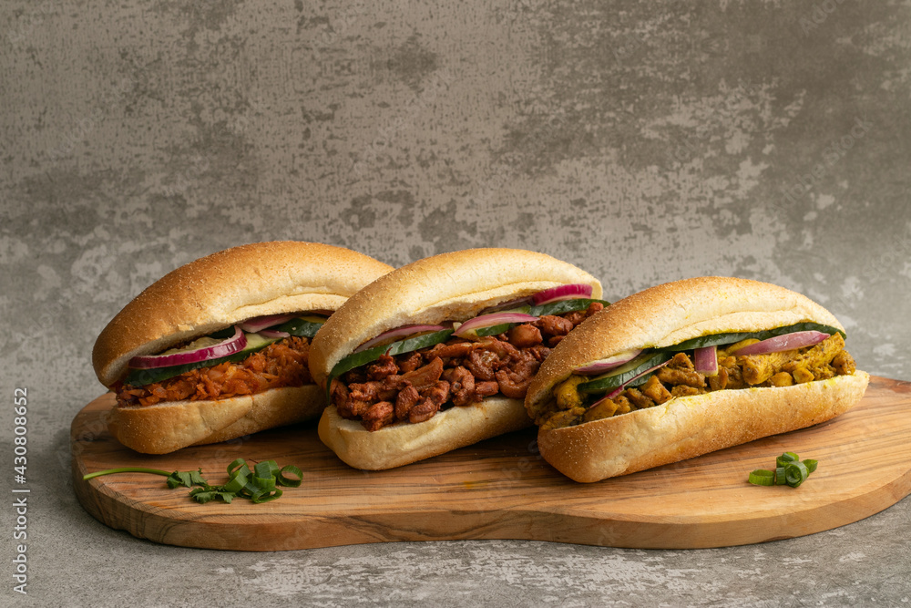 Indian Surinamese sandwiches filled with roti chicken curry, cod fish ...